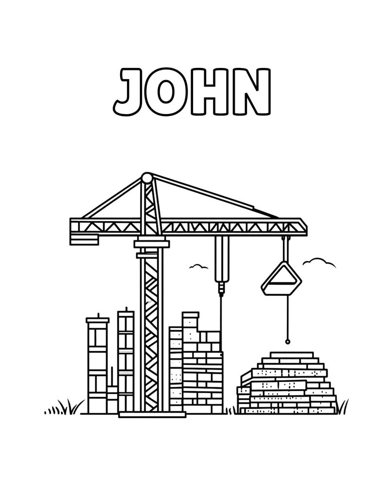 Personalized Kids Construction Coloring Book, Construction Activity ...