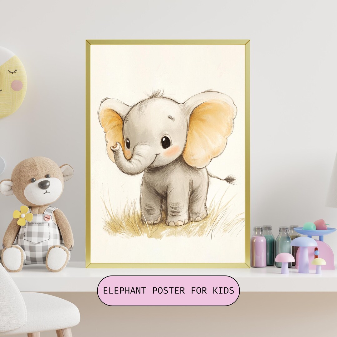 Kids Elephant Poster, Nursery Wall Art,playroom Kids Decor, Elephant ...