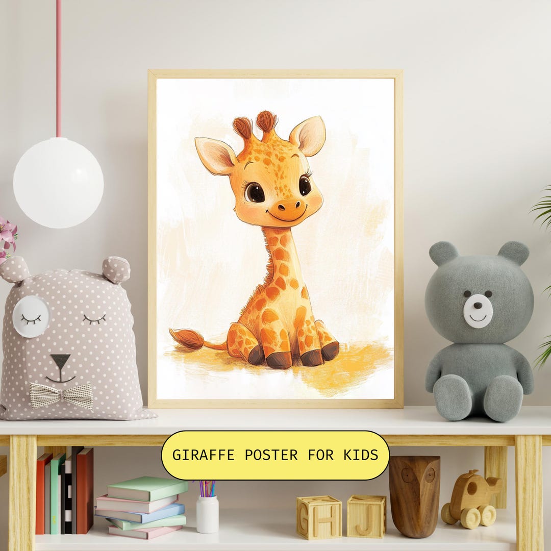 Kids Giraffe Art Poster, Nursery Wall Art,playroom Kids Decor, Cute ...