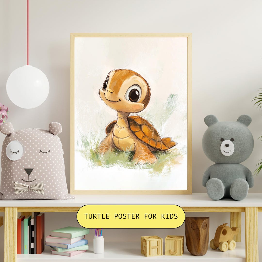Kids Turtle Art Poster, Nursery Wall Art, Playroom Kids Decor, Cute ...