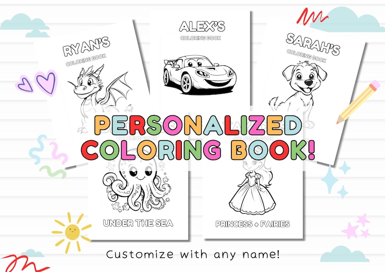 Personalized Kids Coloring Book: Custom Name Activity (digital Download ...