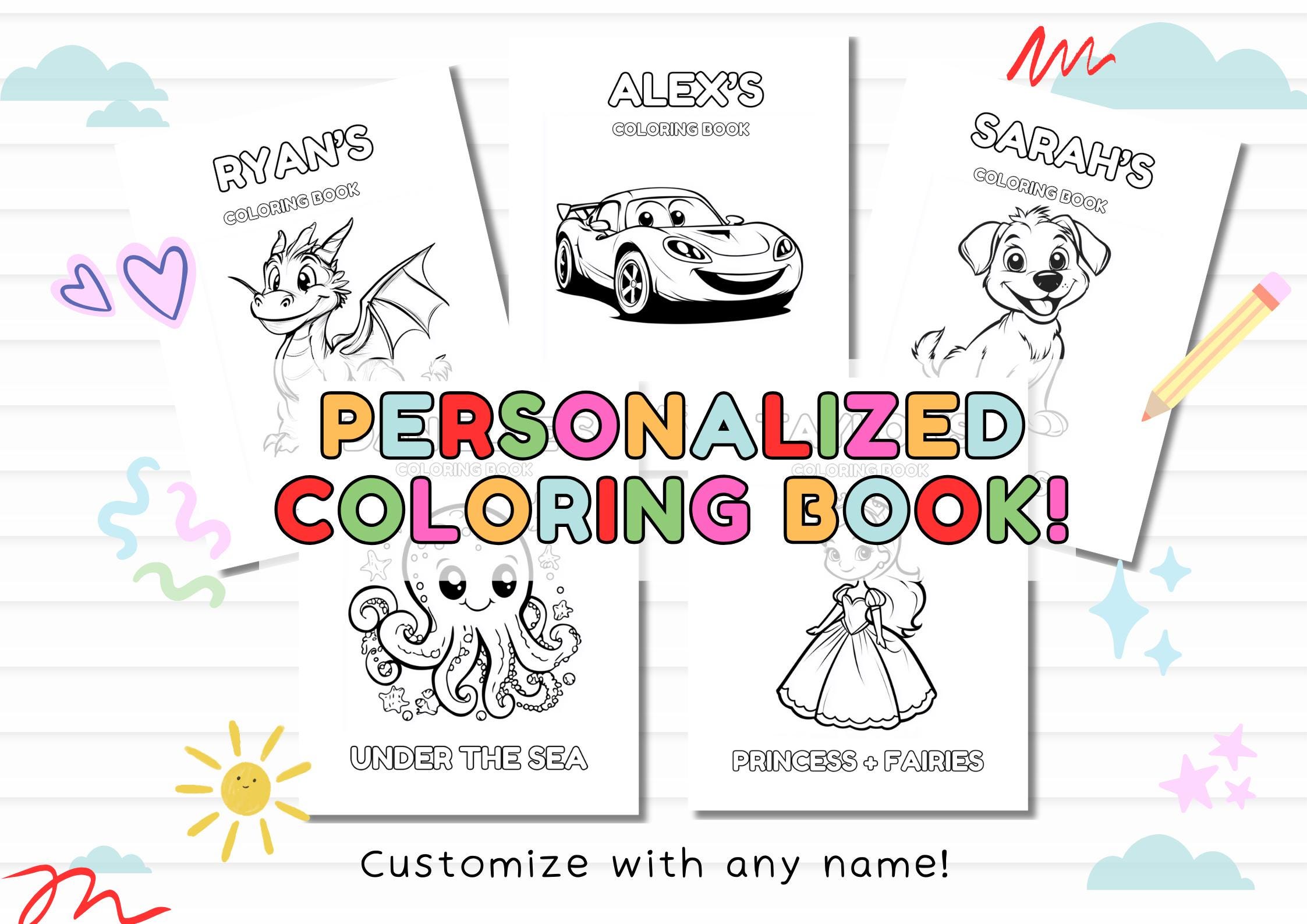 Personalized Kids Coloring Book: Custom Name Activity (digital Download ...