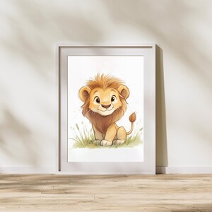 Kids Lion Art Poster, Nursery Wall Art, Playroom Kids Decor, Cute Lion ...