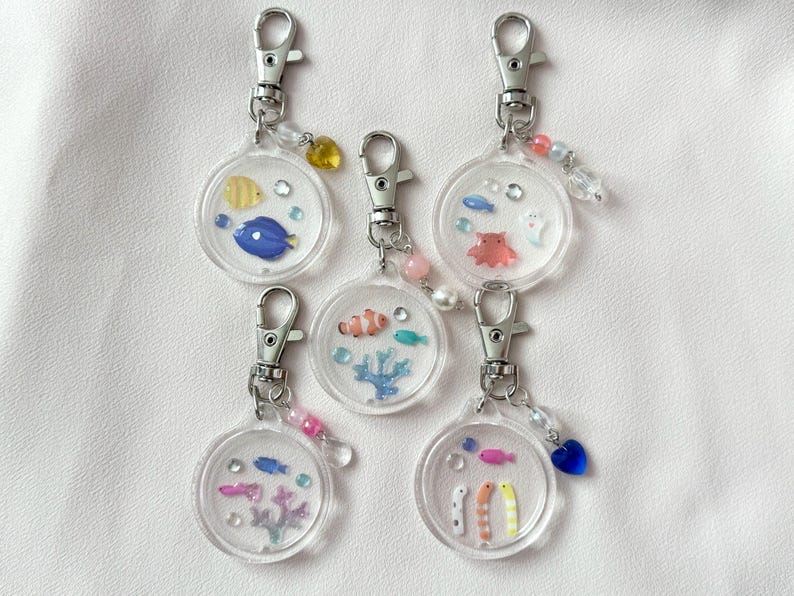Marine Animal Keychain | Fish Bag Charms, Dangle Keychains, Ocean ...