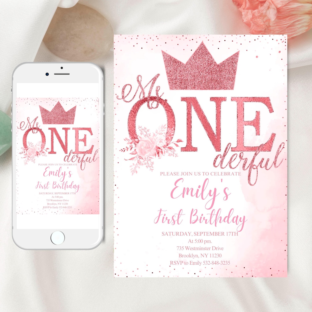 EDITABLE Little Miss Onederful Birthday Invitation, First Birthday ...