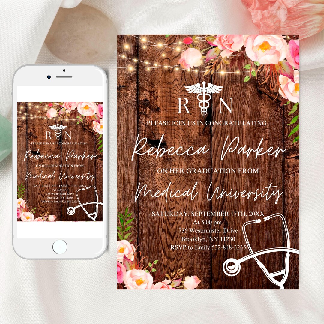 Editable Nurse Graduation Invitation, Printable RN Graduation Invite ...