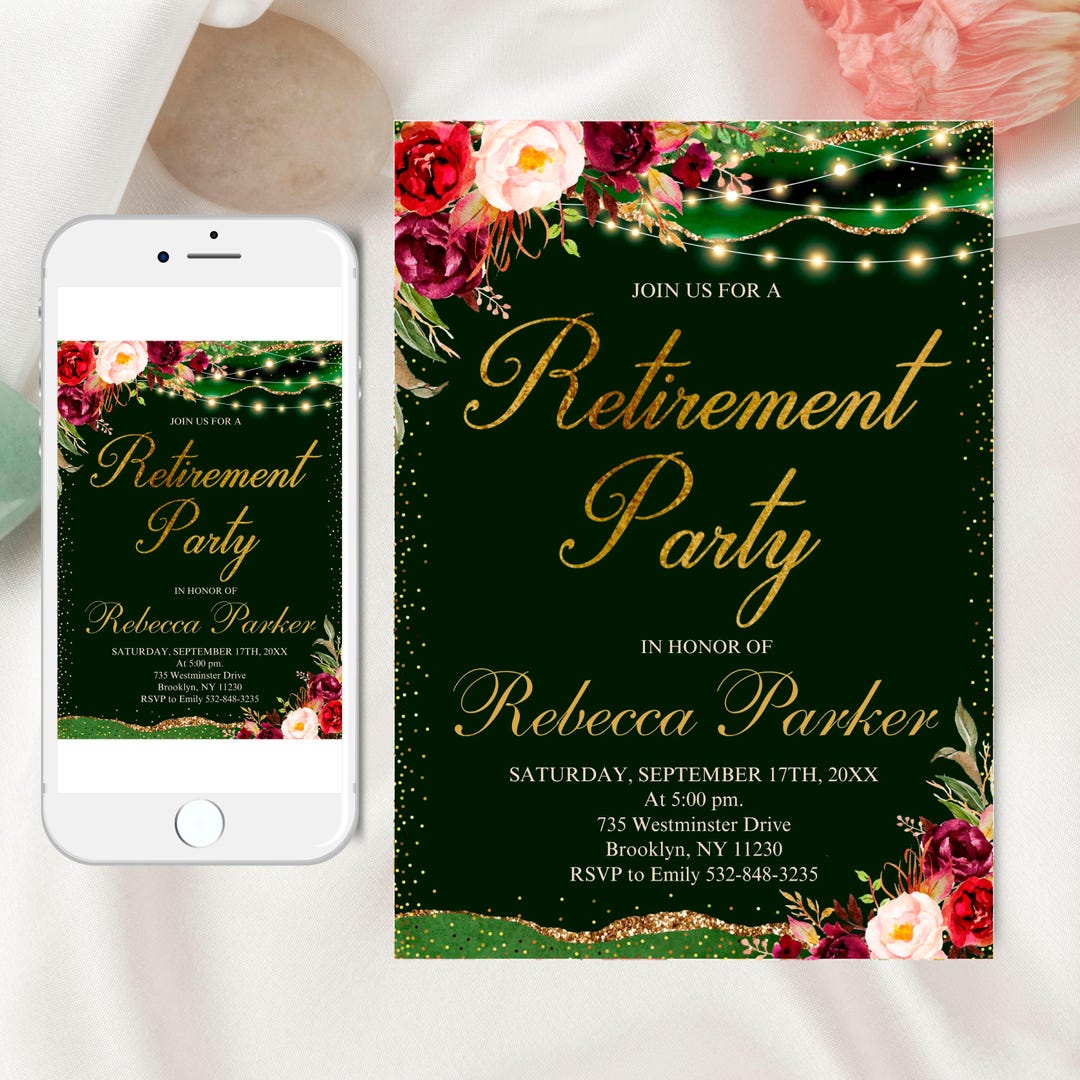 Editable Surprise Retirement Party Invitation, Boho Floral Retirement ...