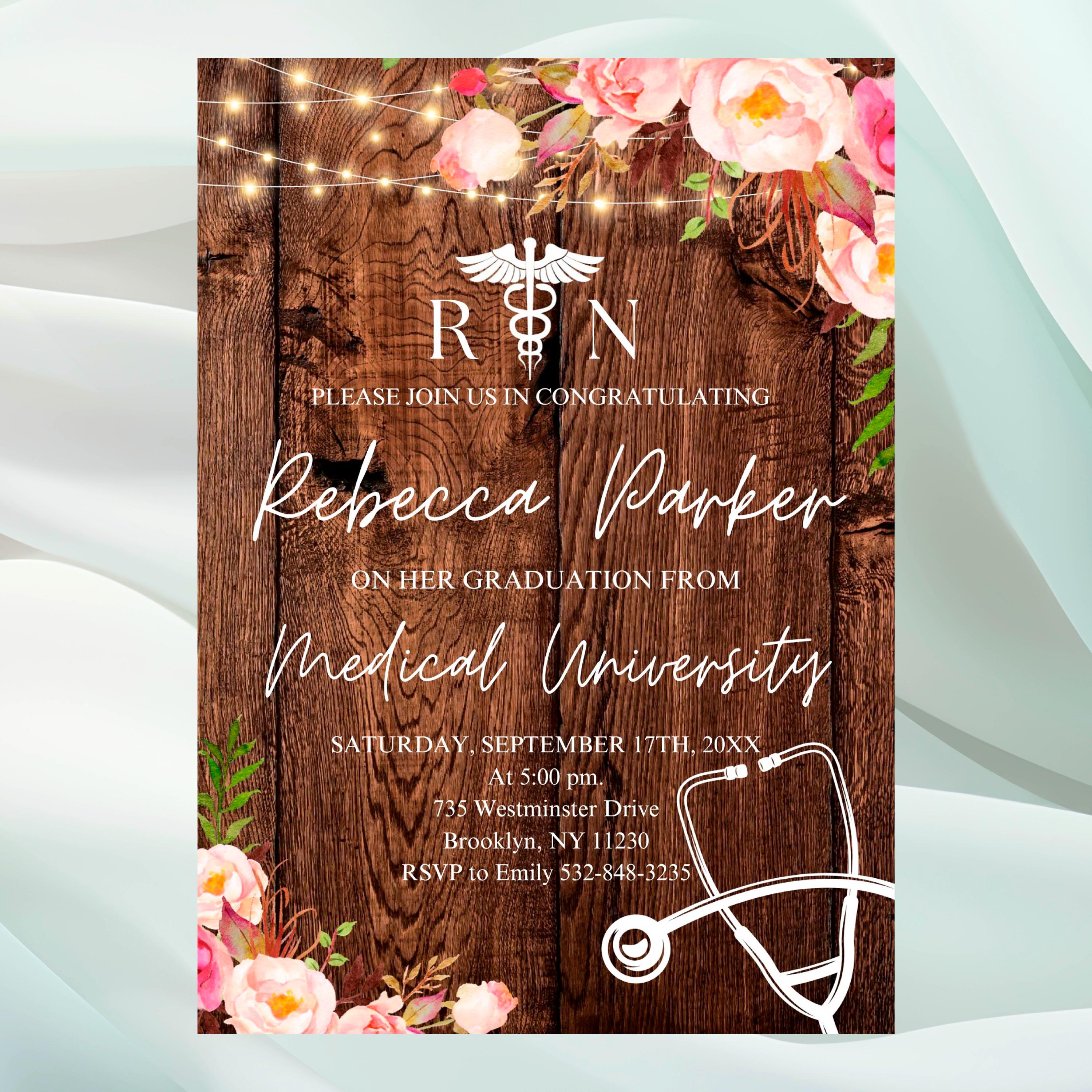 Editable Nurse Graduation Invitation, Printable RN Graduation Invite ...