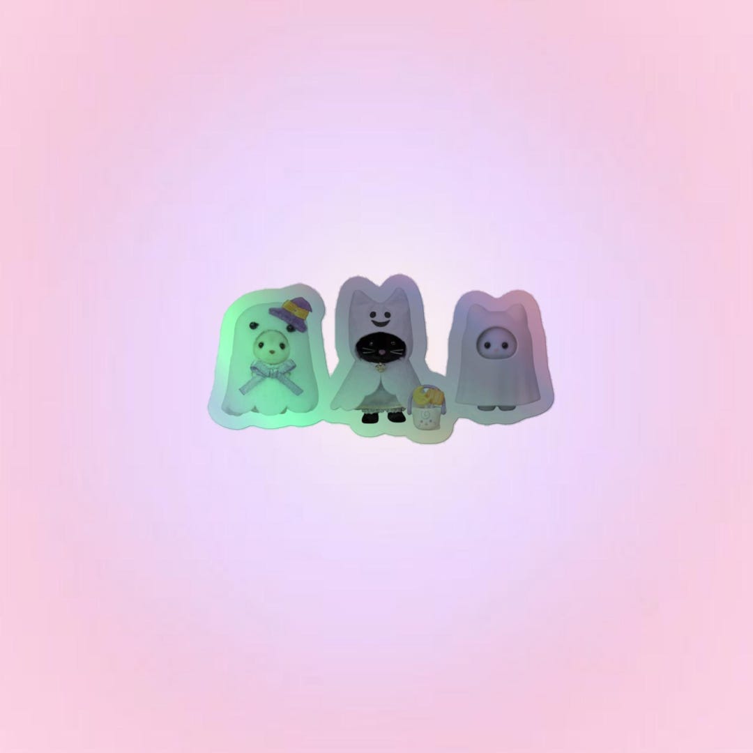 Ghost Buddies Calico Critters Holographic Sticker Sylvanian Families - Etsy