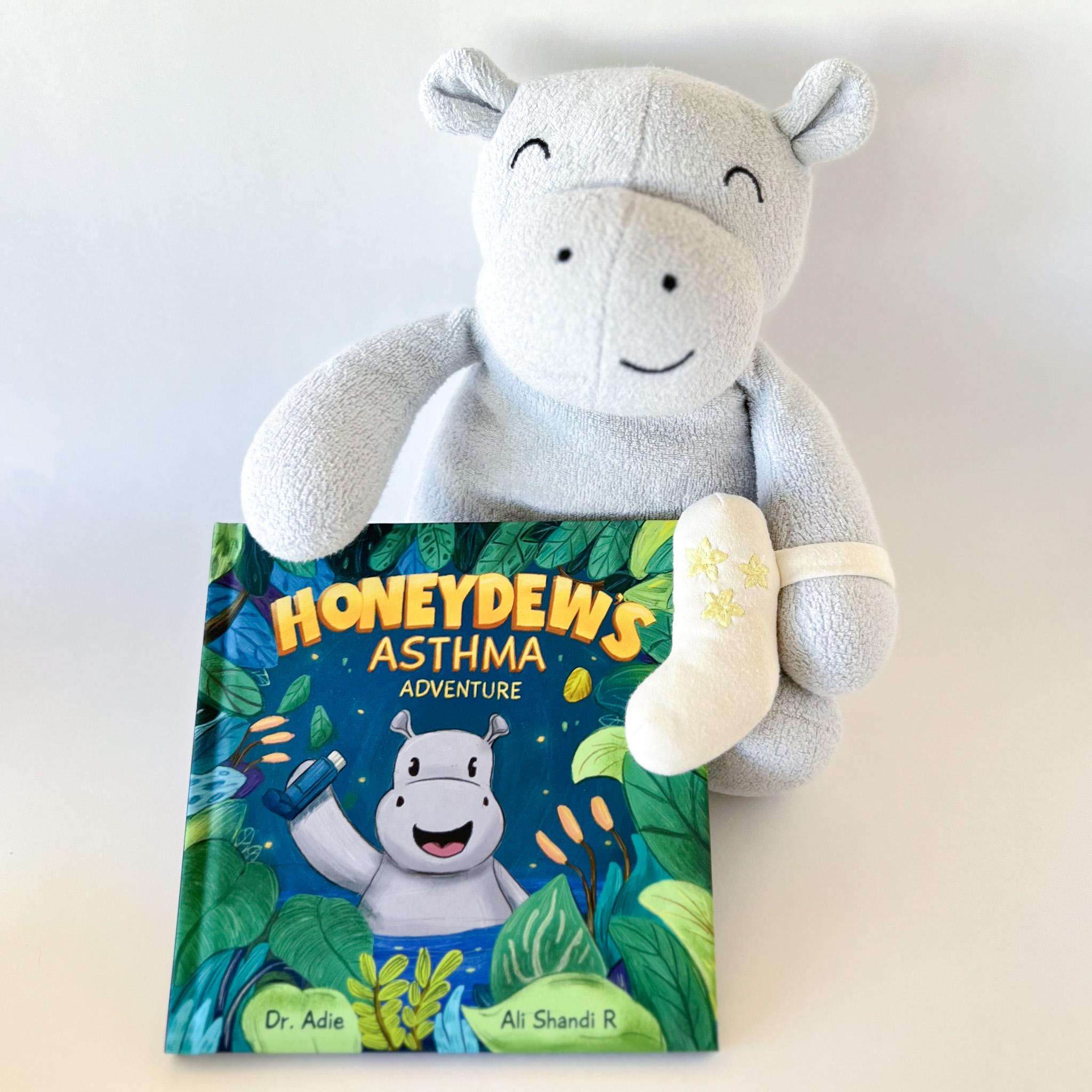 Organic Stuffed Animal Hippo Toy With Asthma Inhaler & Book Gift Set - Etsy
