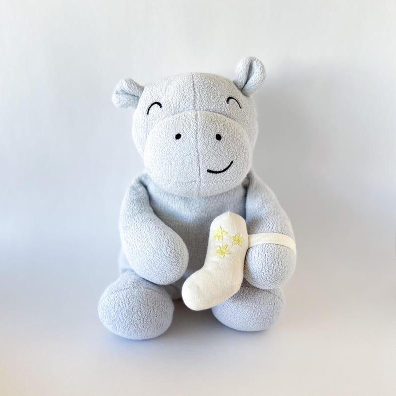 Organic Stuffed Animal Hippo Toy With Asthma Inhaler & Book Gift Set - Etsy