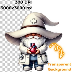 Watercolor Charming Doctor Gnome Clipart Bundle - Cute Medical Gnome ...