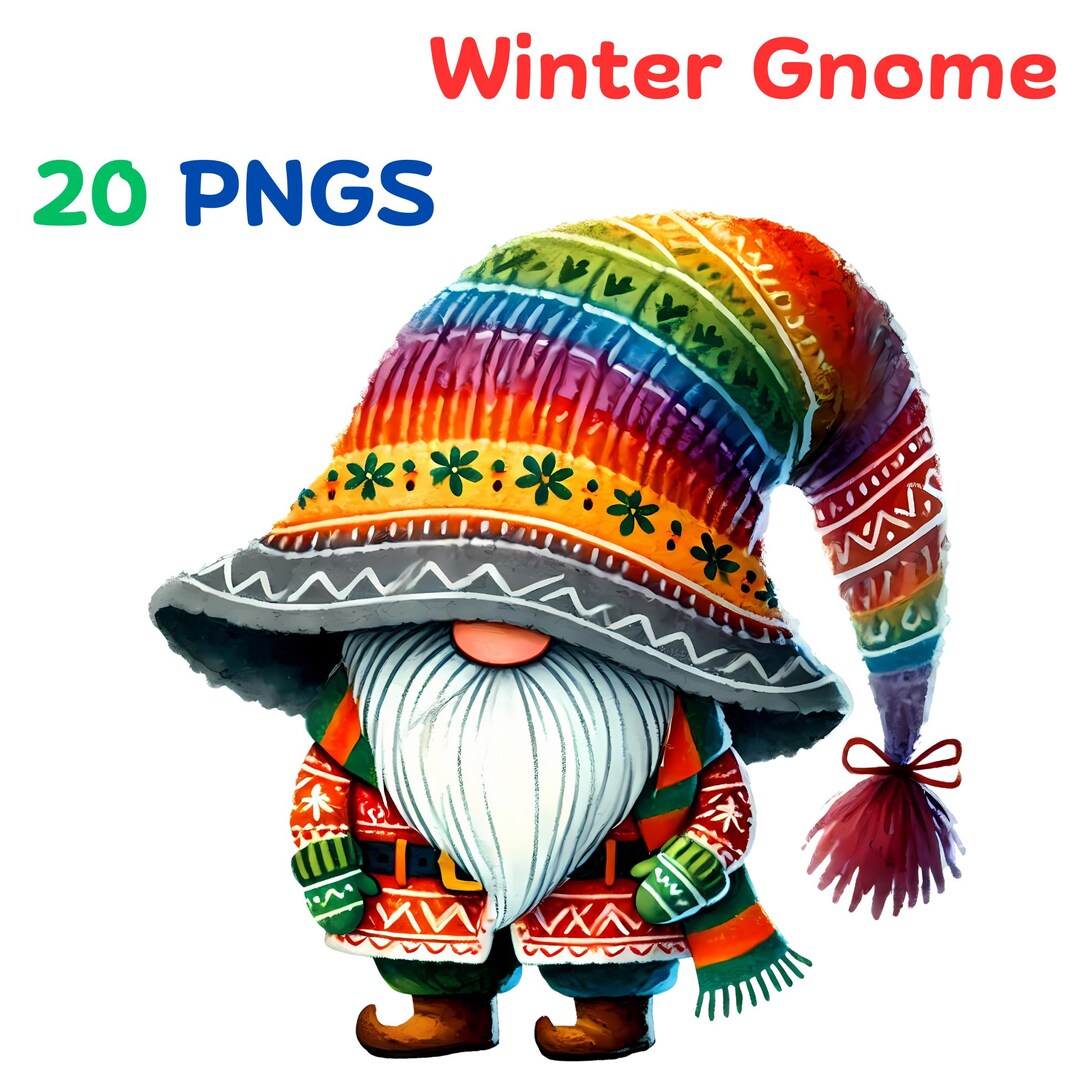 Watercolor Winter Gnome Clipart Bundle: Festive PNG Files (digital ...