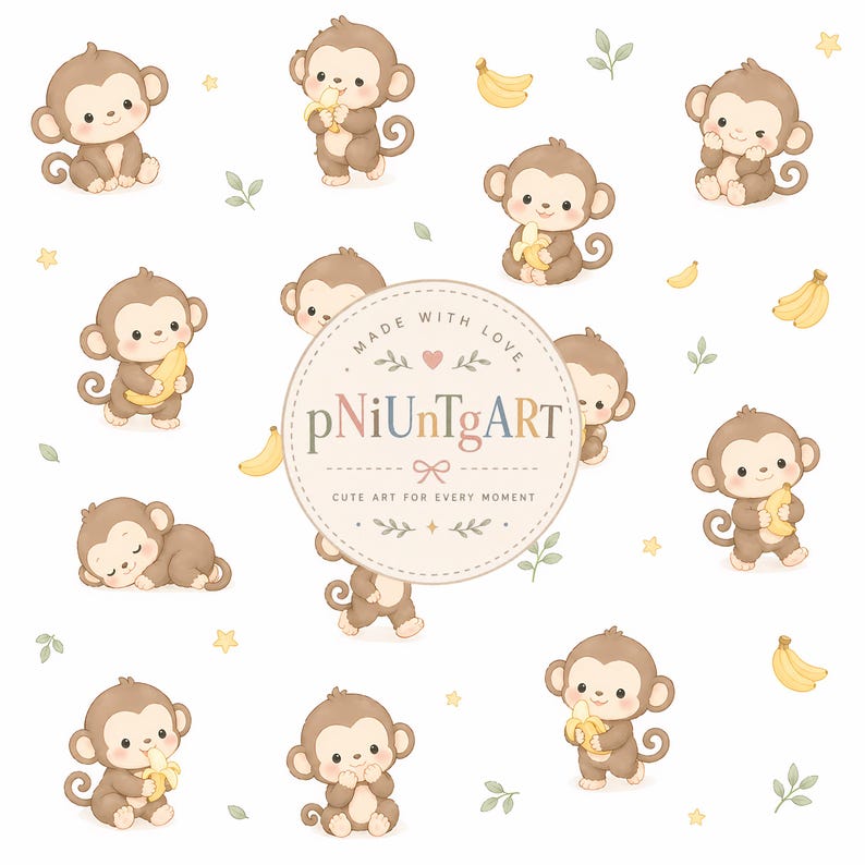 Baby Monkey Seamless Pattern, Jungle Safari Nursery Fabric Design ...