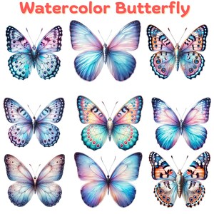 Watercolor Butterfly Clipart Bundle, Delicate Butterfly PNG Set, Hand ...