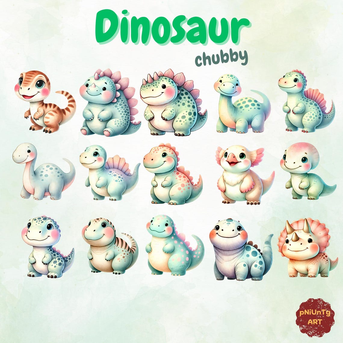 Watercolor Dinosaur Clipart Collection - Cute Prehistoric Animal ...