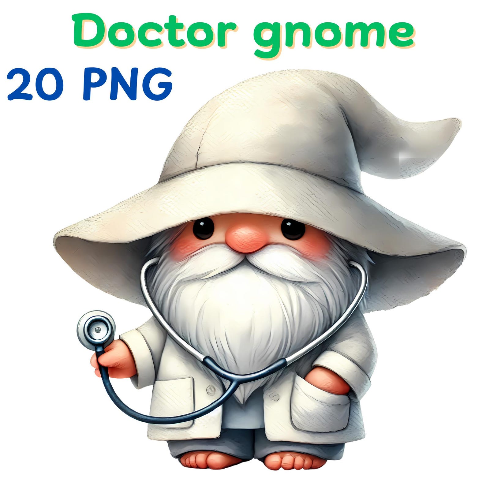 Watercolor Charming Doctor Gnome Clipart Bundle Cute Medical Gnome PNG ...