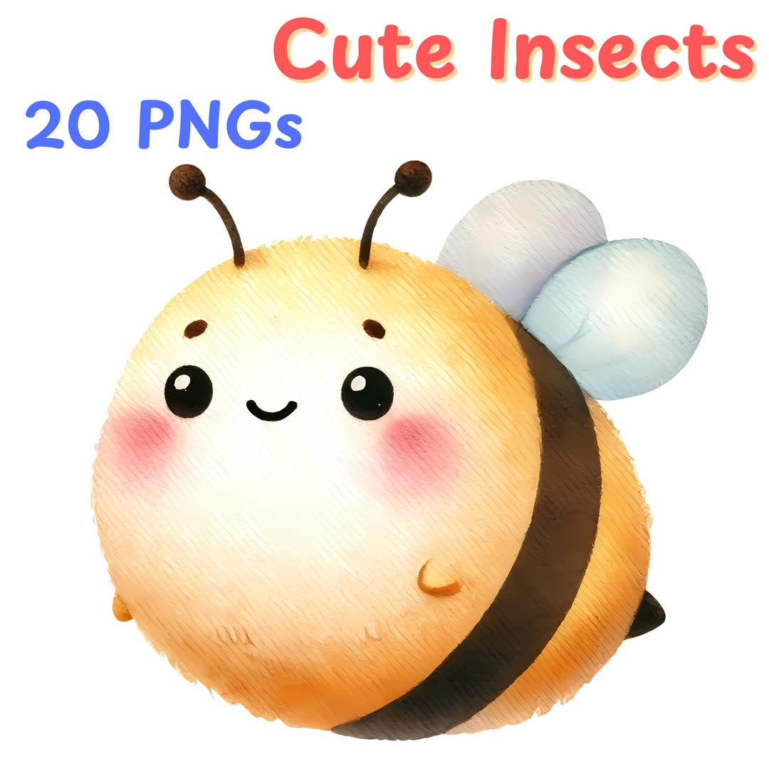 Cute Insect Clipart Bundle, Adorable Bug Illustrations PNG Collection ...