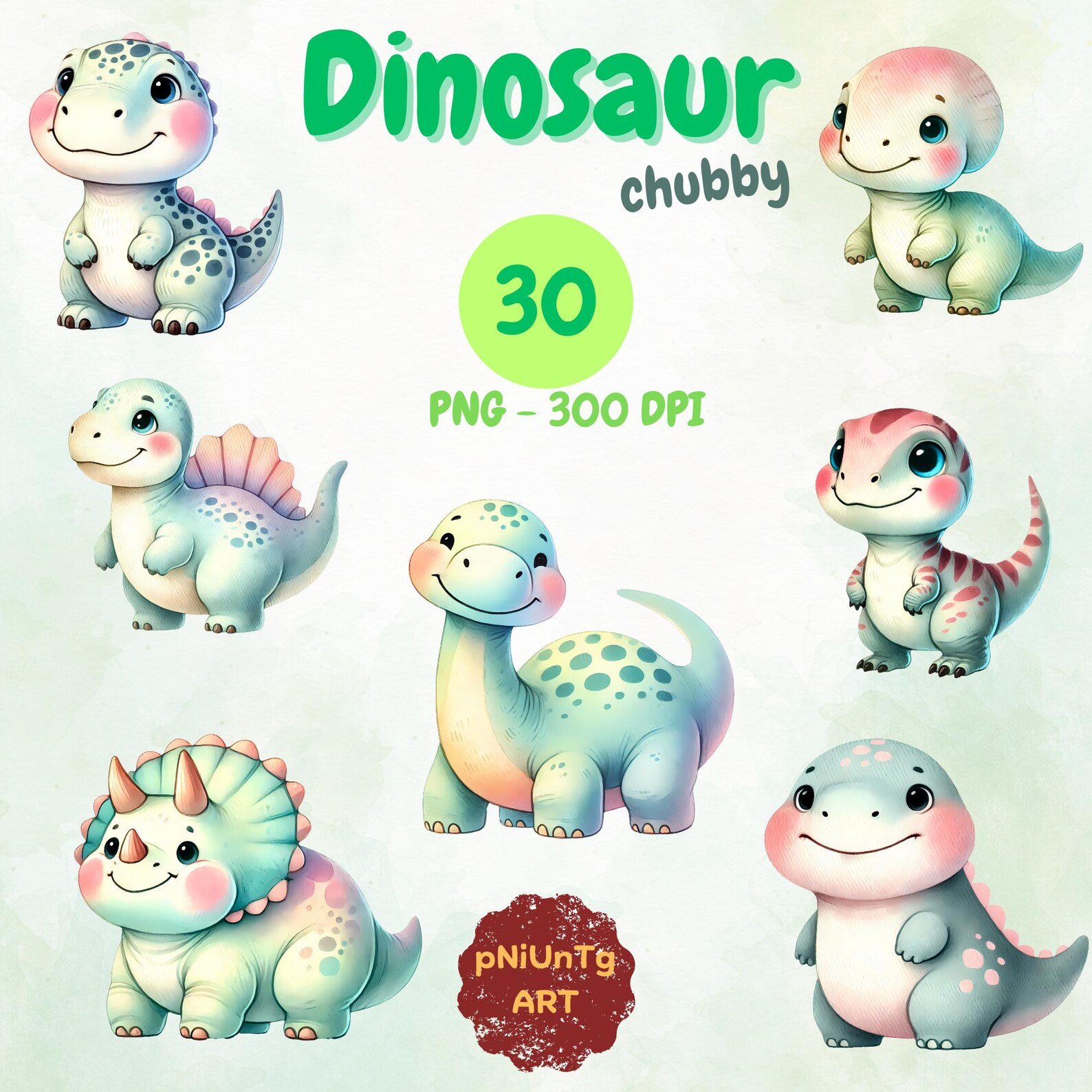 Watercolor Dinosaur Clipart Collection - Cute Prehistoric Animal ...