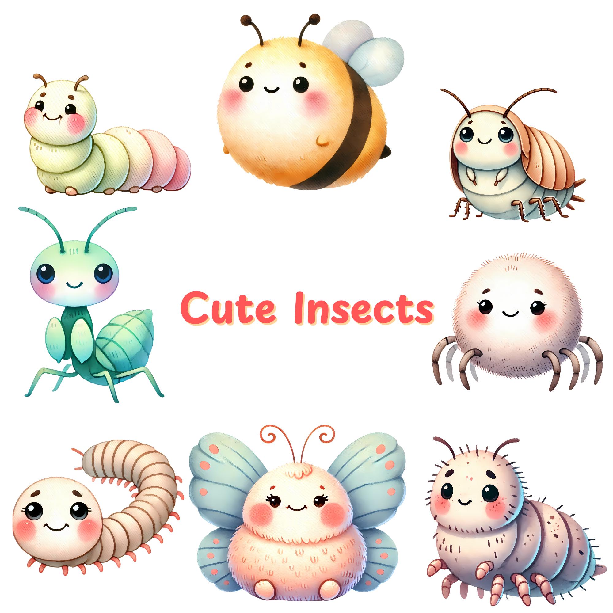 Cute Insect Clipart Bundle, Adorable Bug Illustrations PNG Collection ...