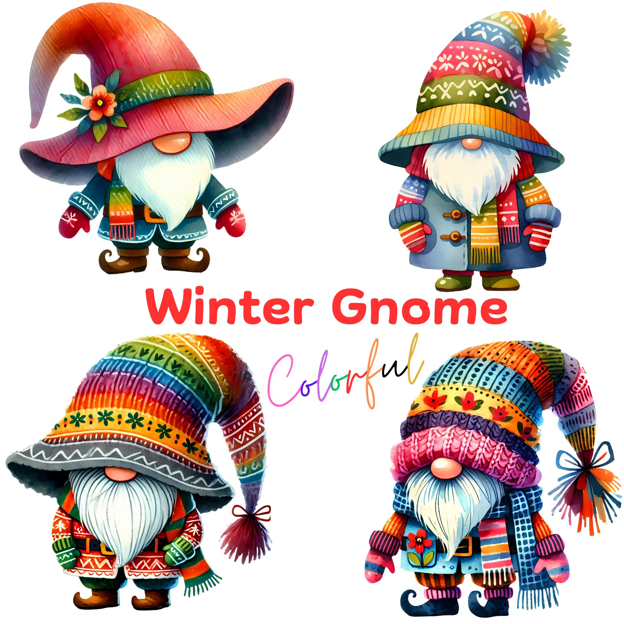 Watercolor Winter Gnome Clipart Bundle: Festive PNG Files (digital ...