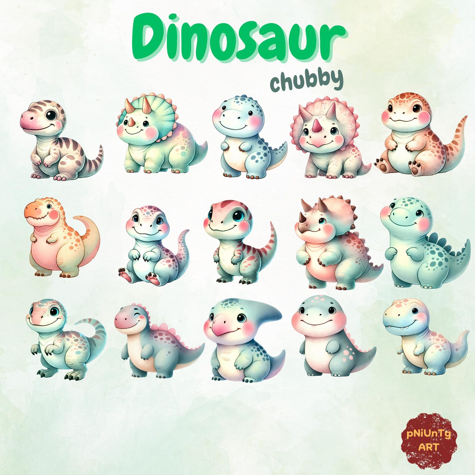 Watercolor Dinosaur Clipart Collection - Cute Prehistoric Animal ...