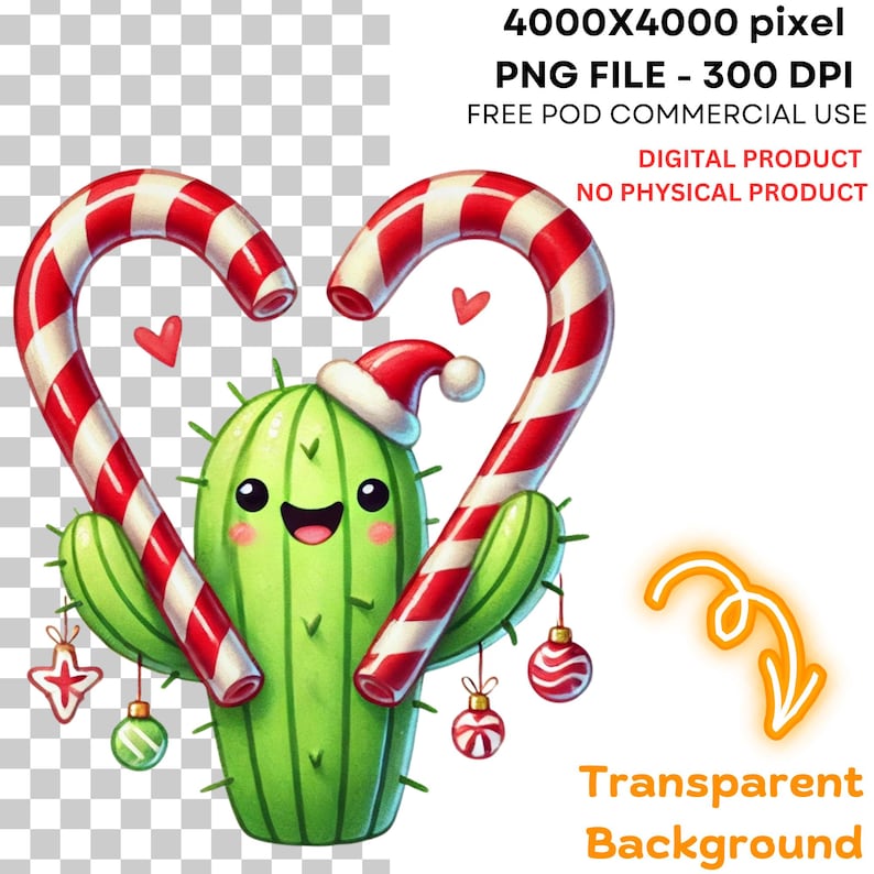 Christmas Cactus Clipart PNG Set Festive Holiday Succulent Graphics for ...
