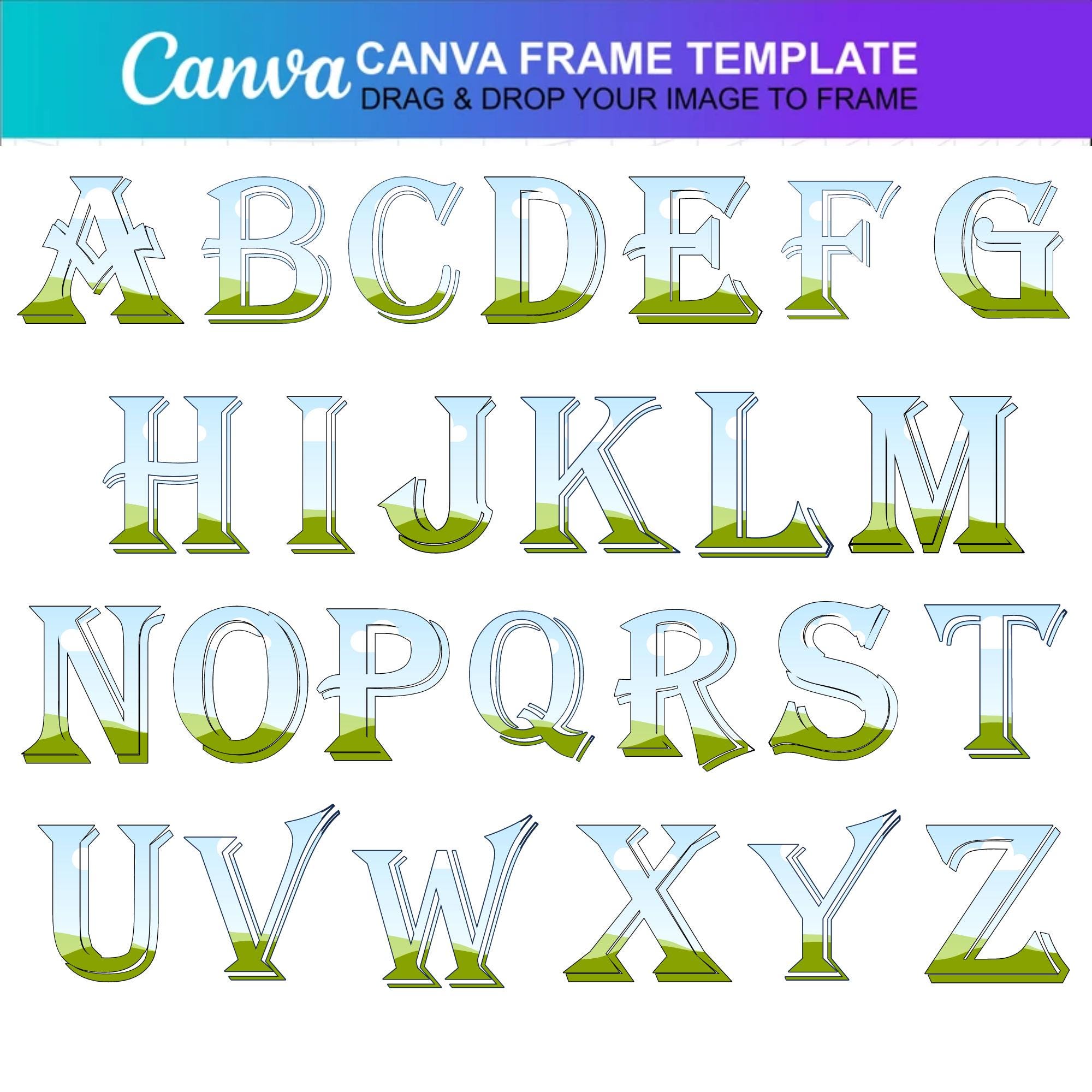 Custom Alphabet Canva Frame Template, Editable Letter Frames for DIY ...