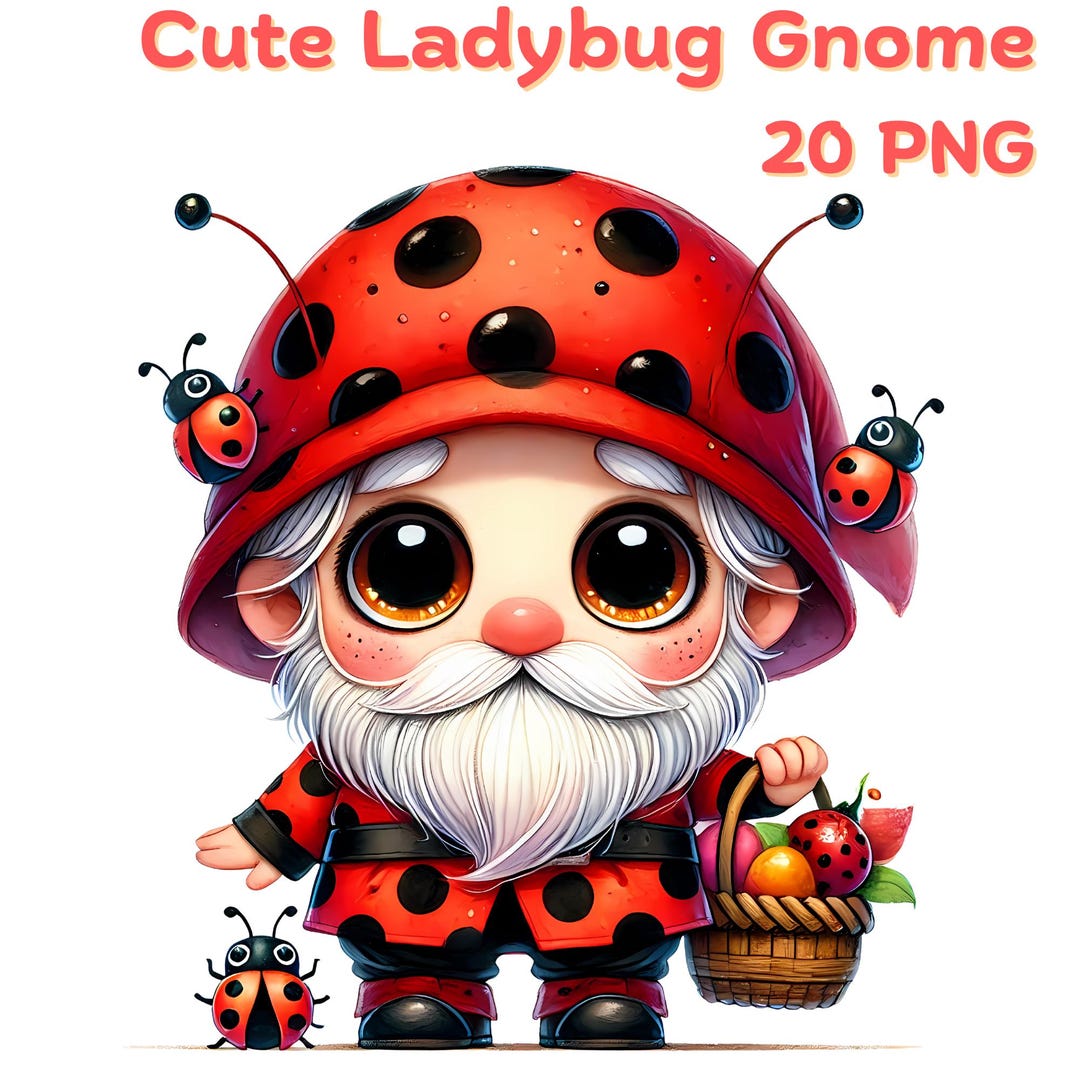 Watercolor Ladybug Gnome Clipart Bundle: Spring Garden PNG Set - Etsy