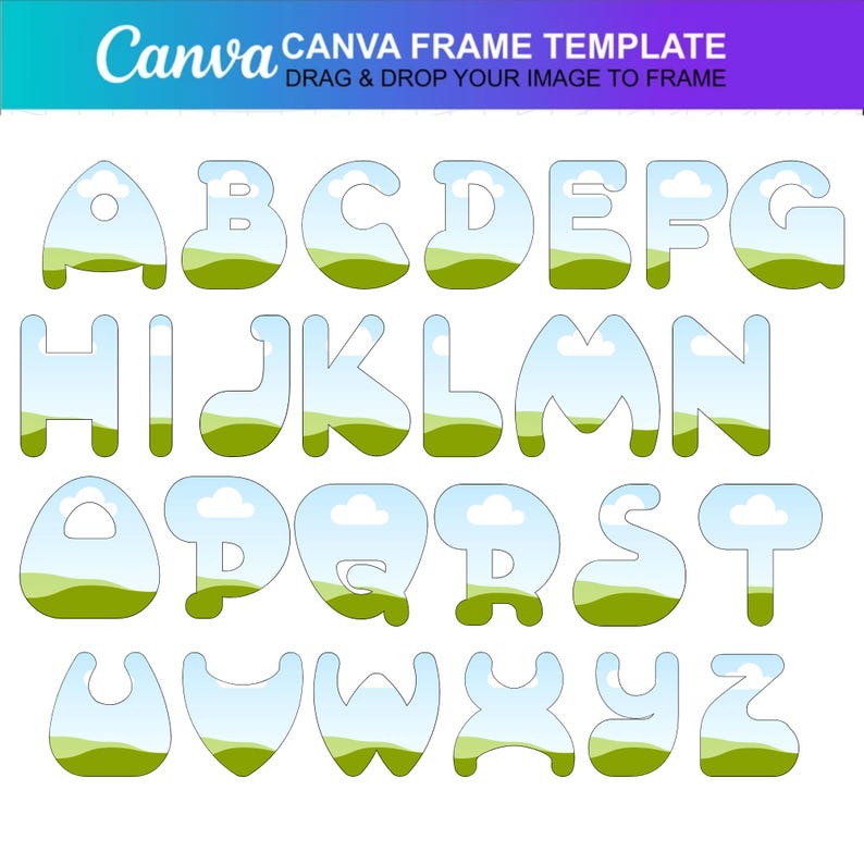 Alphabet Canva Frame Template: DIY Letter Frames (digital Download) - Etsy