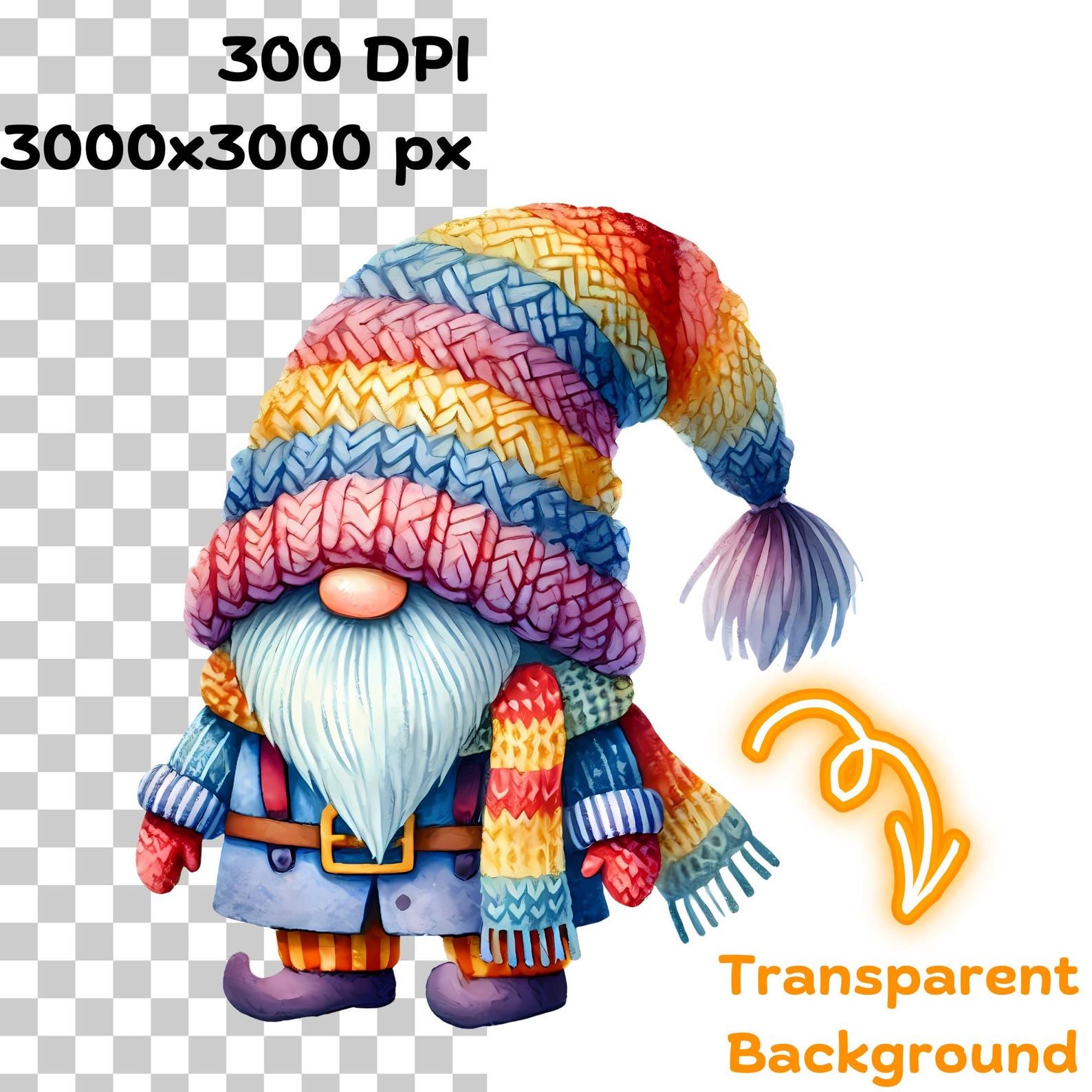 Watercolor Winter Gnome Clipart Bundle: Festive PNG Files (digital ...
