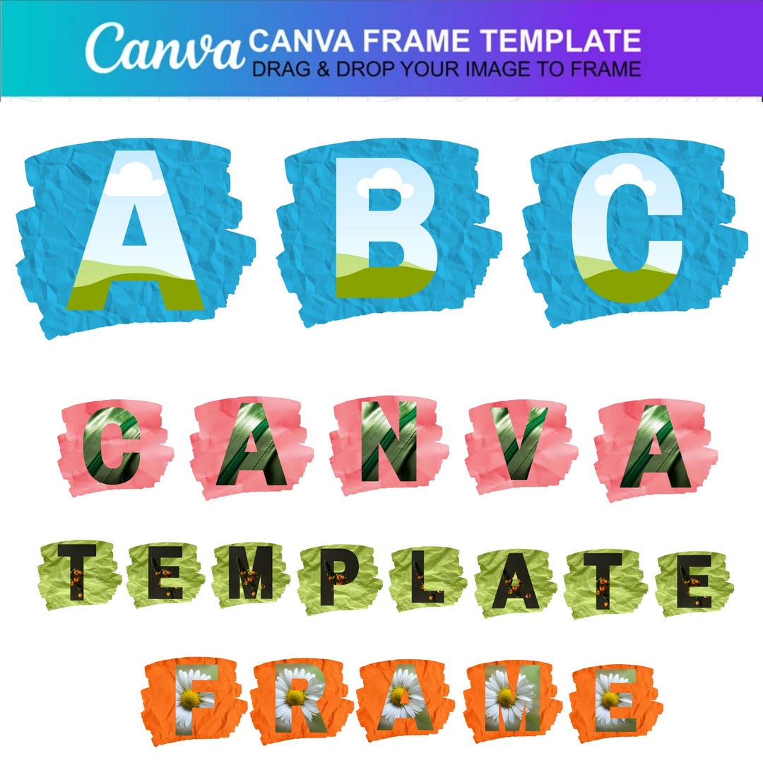 Alphabet Canva Frame Template: DIY Scrapbooking Letters (digital ...