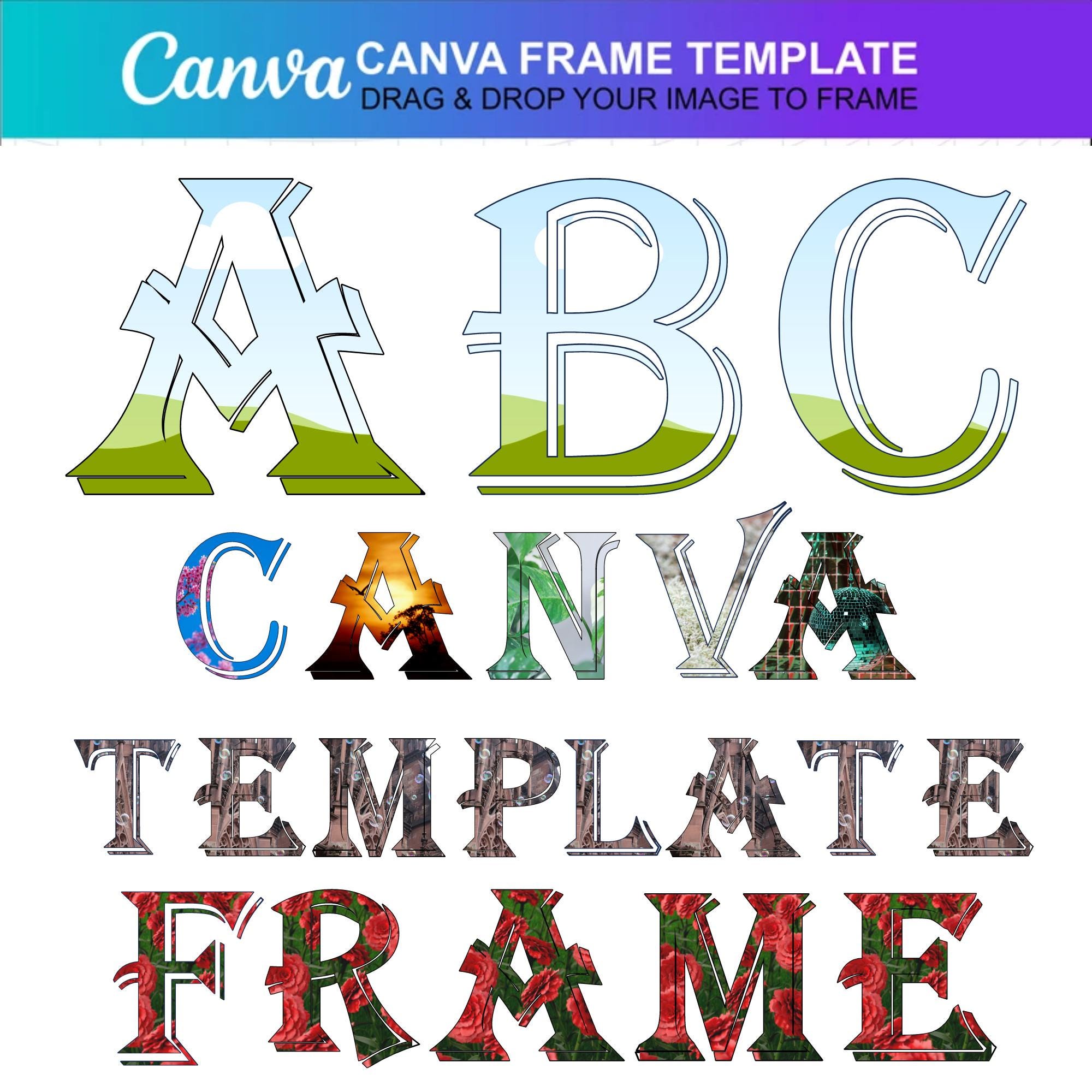 Custom Alphabet Canva Frame Template, Editable Letter Frames for DIY ...