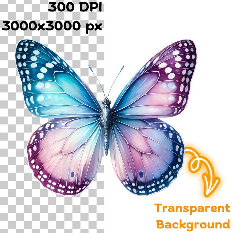 Watercolor Butterfly Clipart Bundle, Delicate Butterfly PNG Set, Hand ...