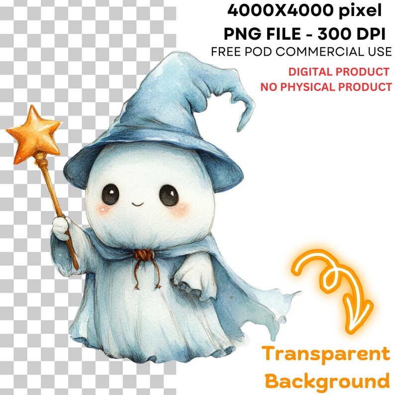 Cute Halloween Ghost Clipart Set, Kawaii Ghost PNG Bundle, Spooky Bat ...