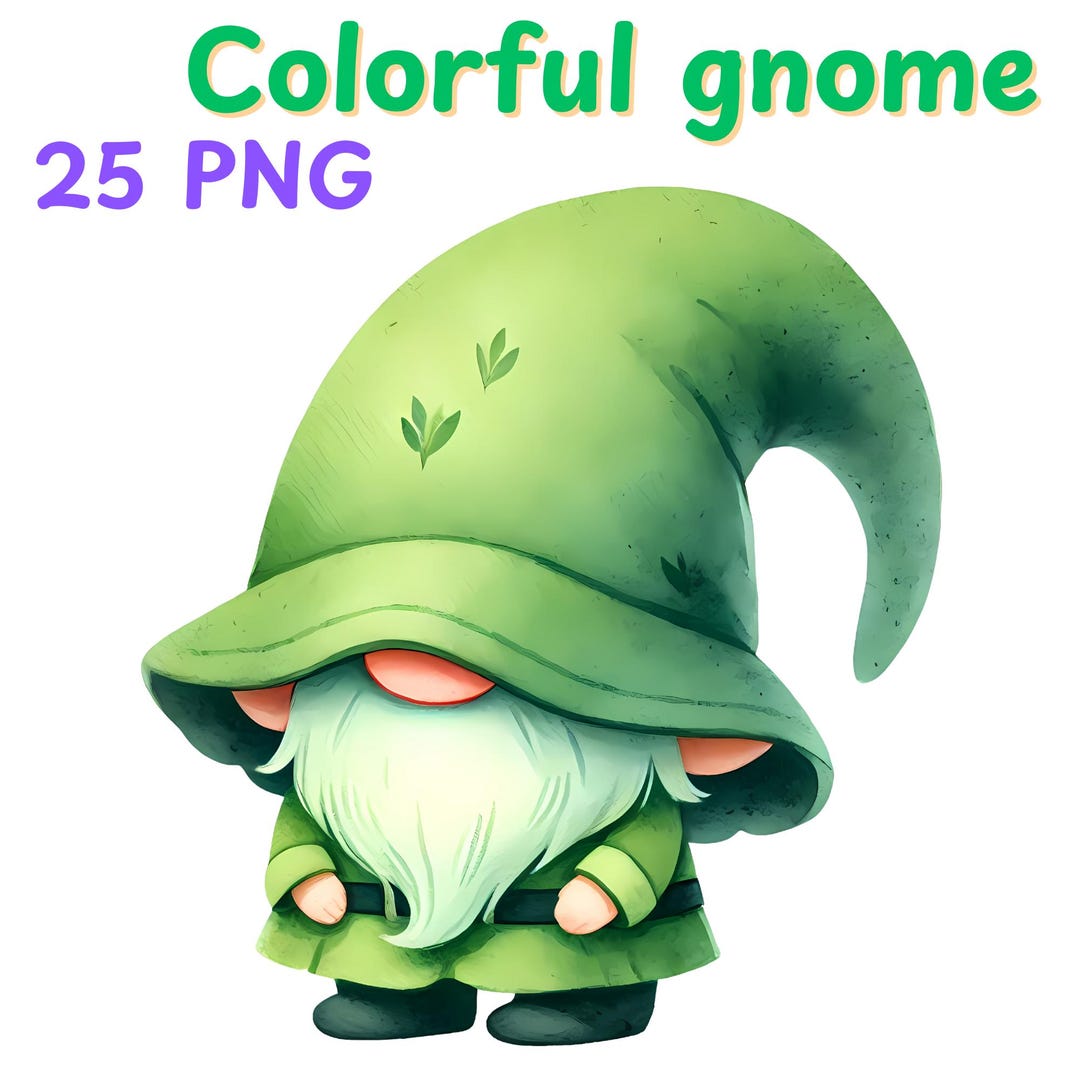 Watercolor Whimsical Gnome Clipart Bundle - 25 Cute and Colorful Gnome ...