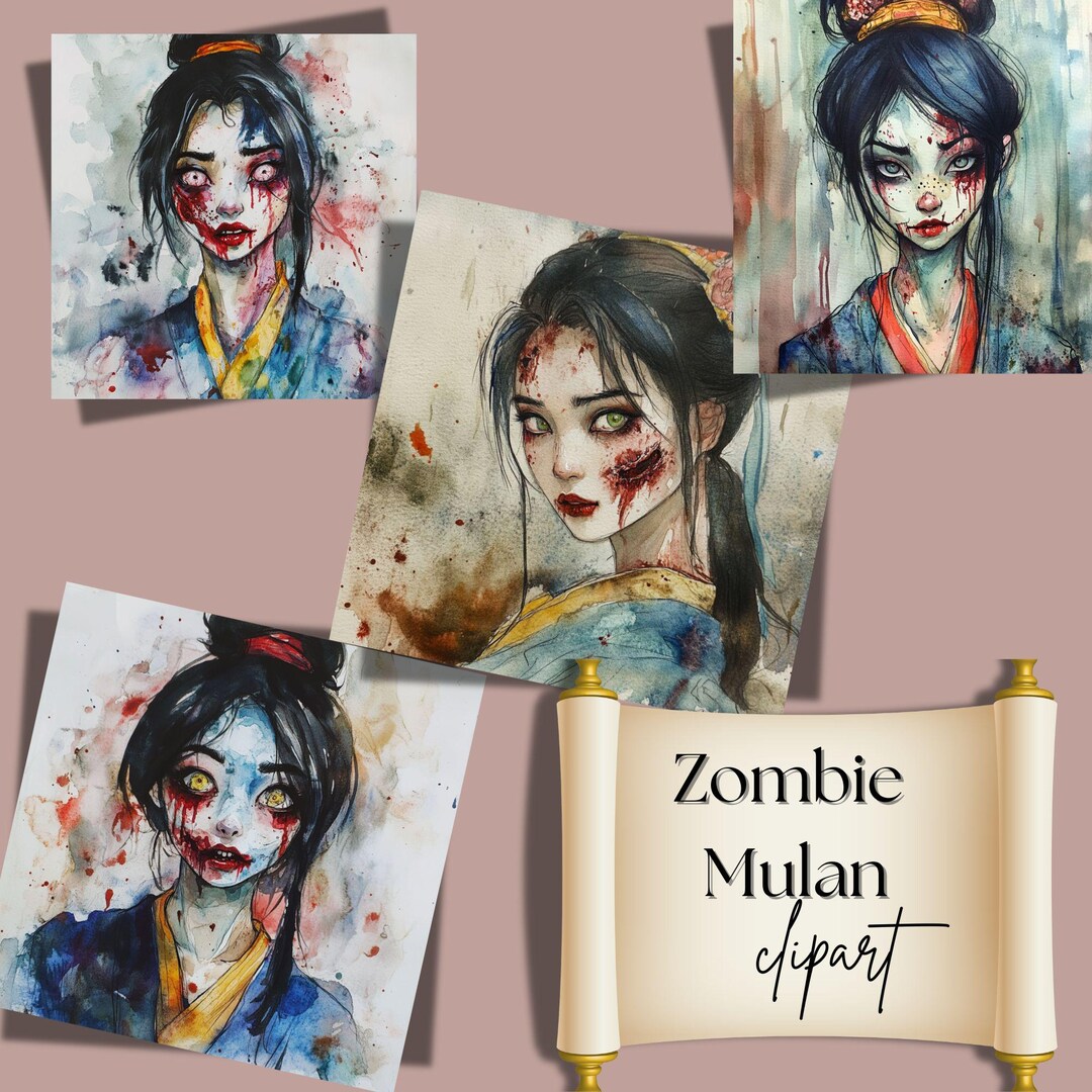 Zombie Mulan Clipart Gothic Disney Princess Art Spooky Fairytale ...