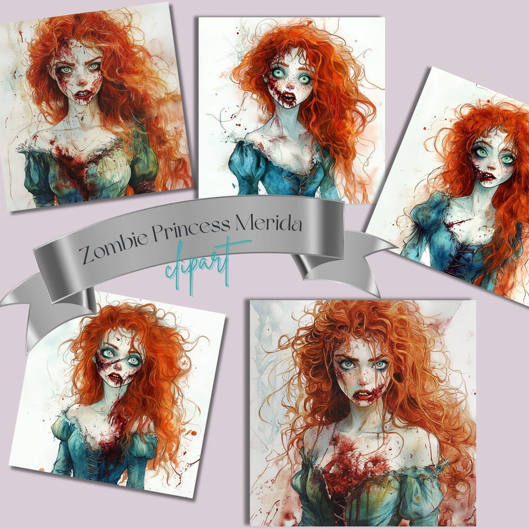 Zombie Princess Merida Clipart Gothic Disney Princess Art Spooky ...