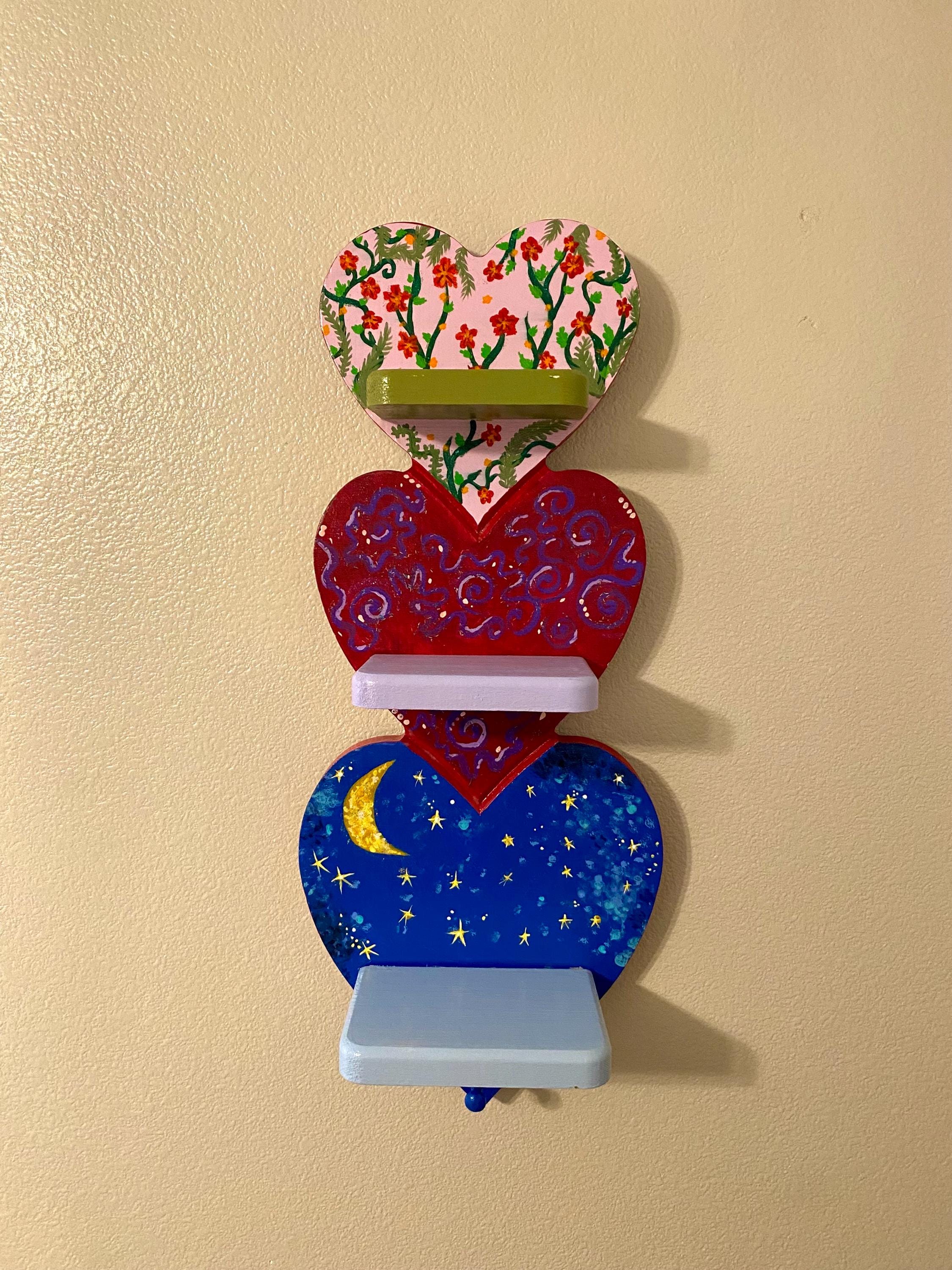Hand-painted Vintage Wood Tiered Heart Shelves - Etsy