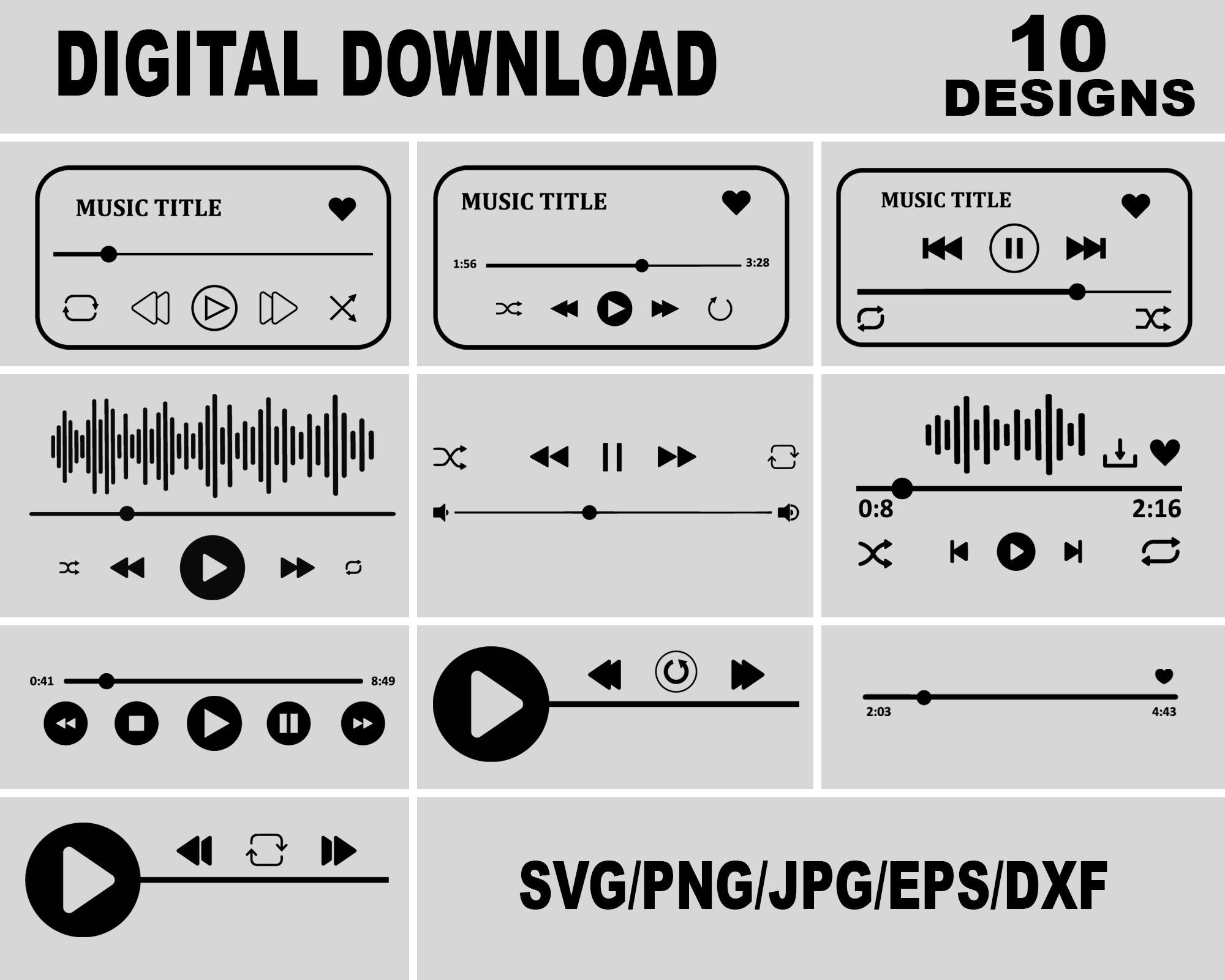 Music Player Svg Bundle, Spotify Svg, Album Song Cover Art Png, Play ...