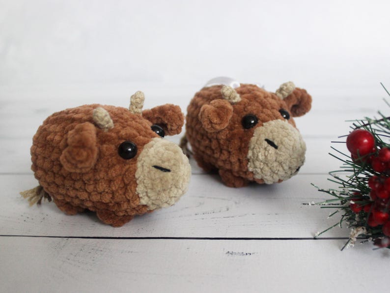 CROCHET PATTERN Cow Toy Cute Bull Toy Keychain Cow Toy Keychain Bull ...