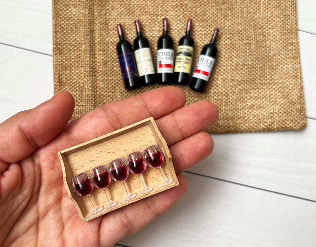 Miniature Wine Miniature Bottle of Wine Miniature Beverage Dollhouse ...