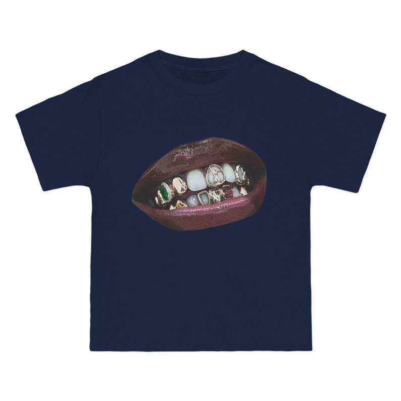 Bold Graphic T-shirt With Grillz Mouth Design for Street Style Lovers ...