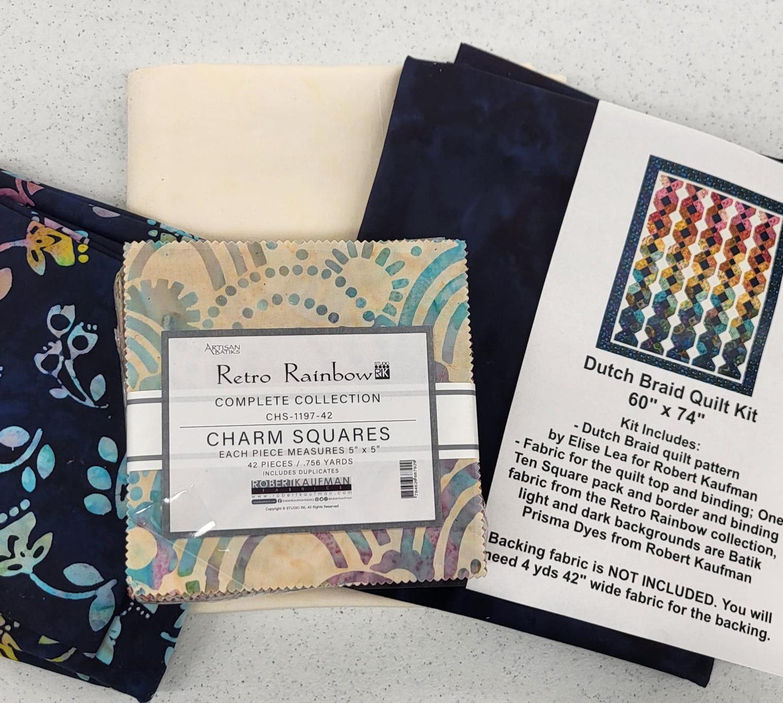 Dutch Braid Quilt Kit 60" X 74" in Retro Rainbow Batiks From Robert ...
