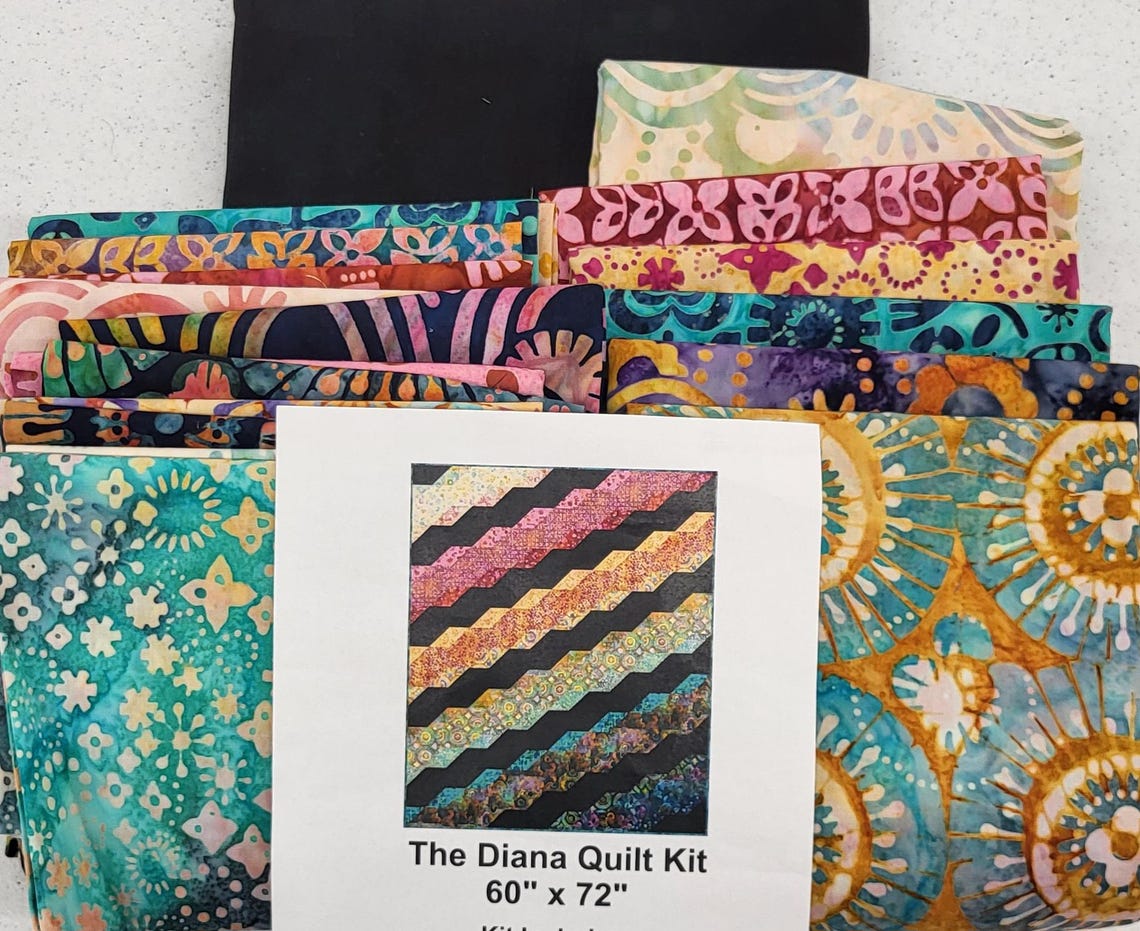 The Diana Quilt Kit 60" X 72" in Retro Rainbow Batiks From Robert ...