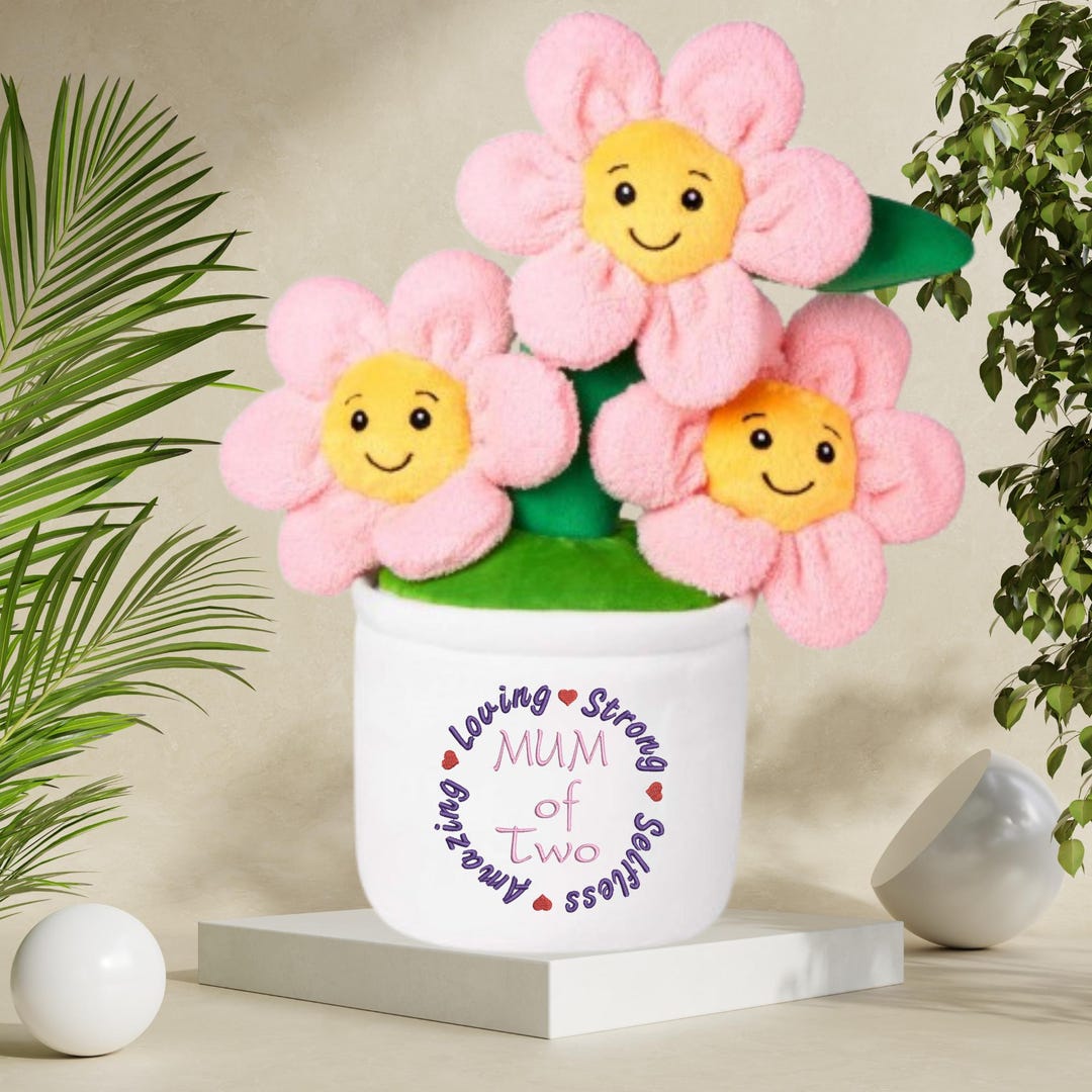 Personalized Plush Flower Pot: Embroidered Soft Toy Gift - Etsy