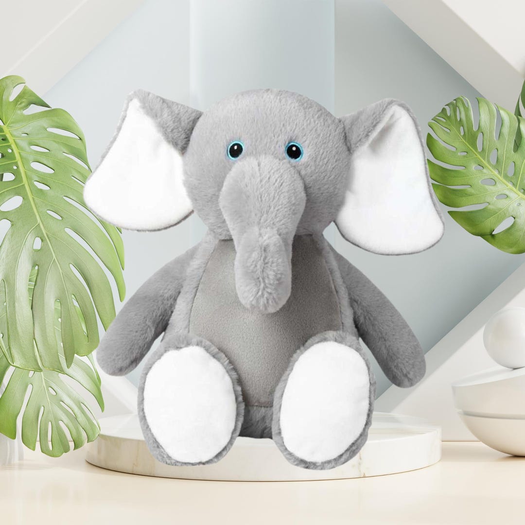 Plushies Custom Elephant With Embroidered Details - Personalized Gift ...