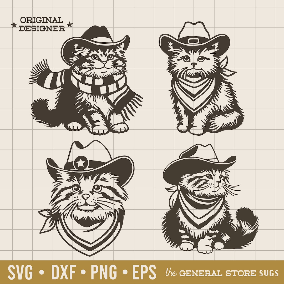 Cowboy Cats Svg / Cowboy Aesthetic / Cute Animal Svg / Cat Svg / Cats ...