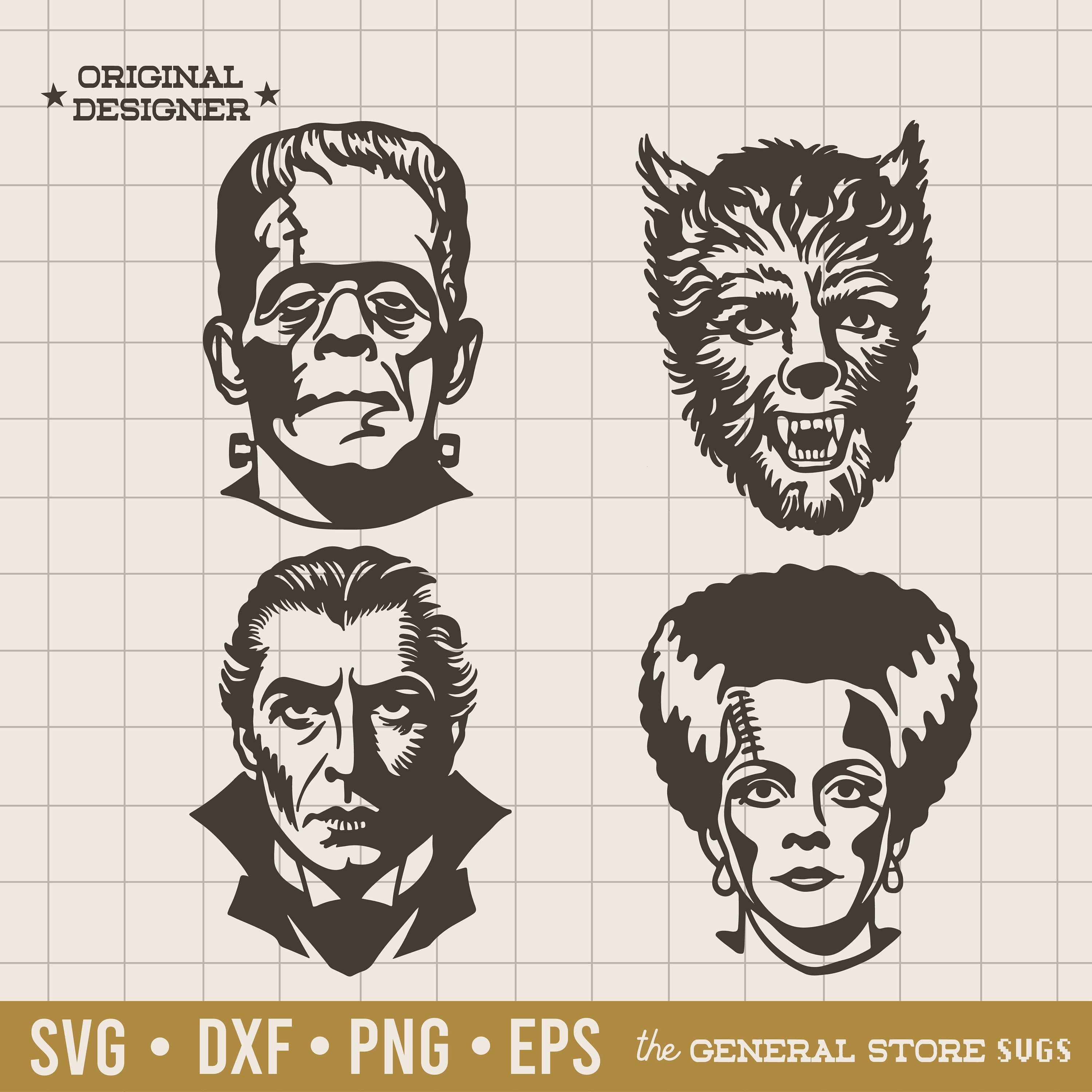 Classic Horror Monster SVG Bundle: Dracula, Frankenstein (digital Files ...