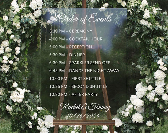 Order of Events Wedding Sign, Wedding Timeline Sign, Order of Service ...